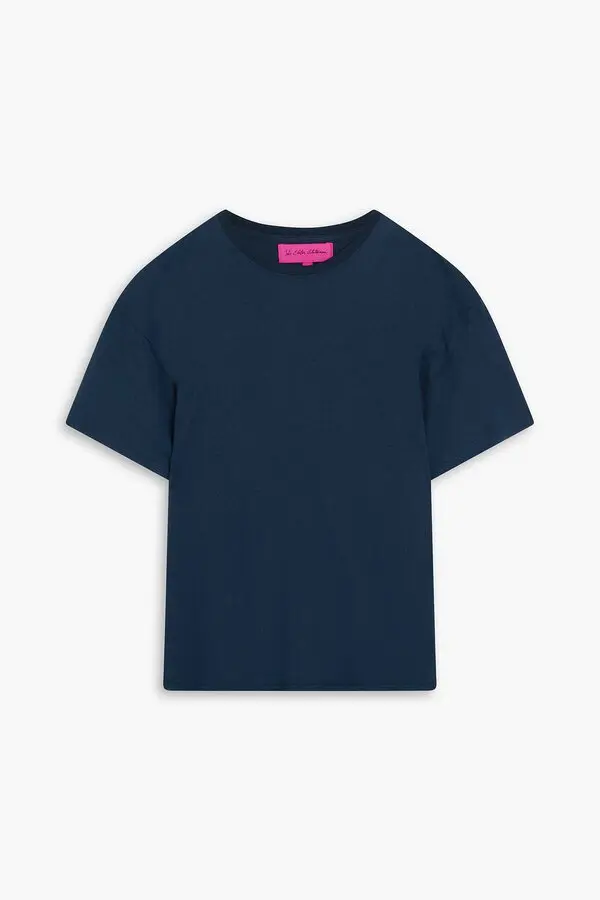 THE ELDER STATESMAN Solid Cotton And Linenblend Jersey Tshirt - Navy