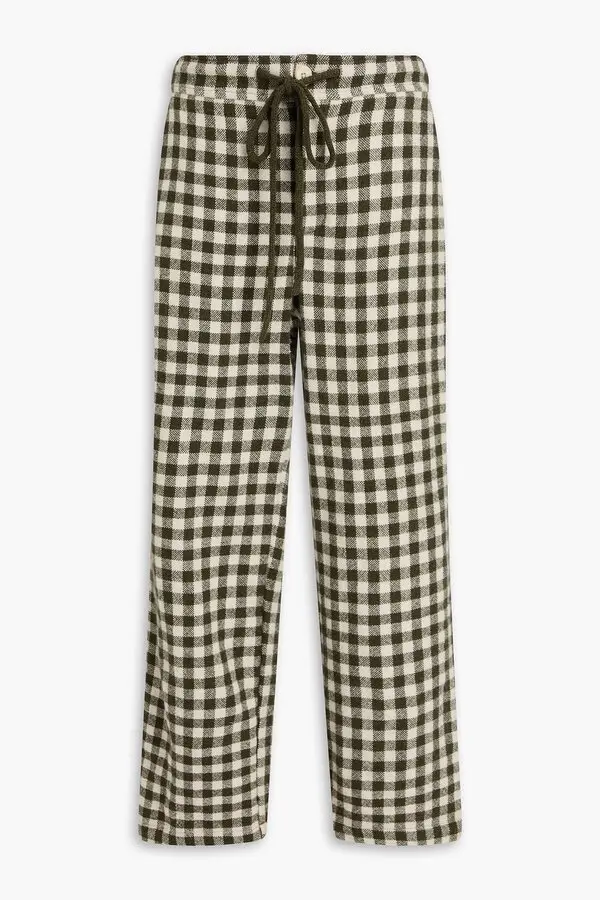 THE ELDER STATESMAN Gingham Wool-tweed Drawstring Trousers