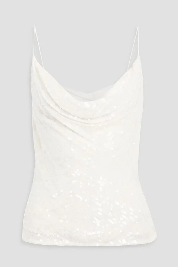 Lapointe Draped Sequined Chiffon Top