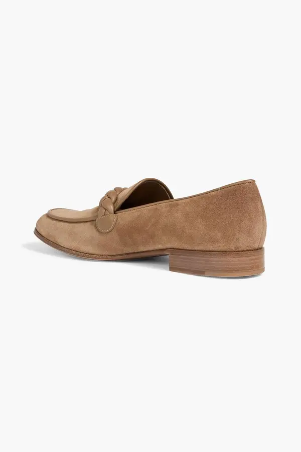 GIANVITO ROSSI Belem Leather-trimmed Suede Loafers - Camel