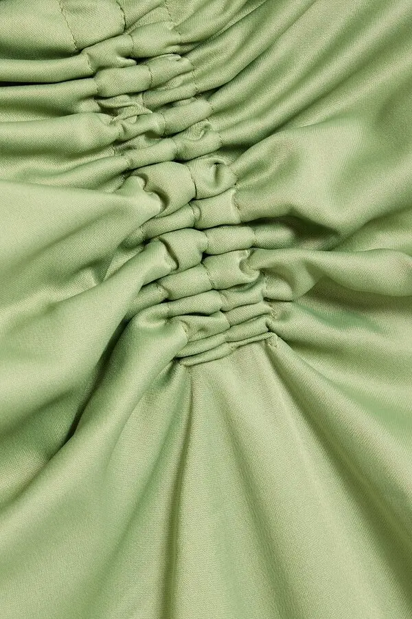 Lapointe Satin Maxi Dress With Ruched Cutout - Leaf Green