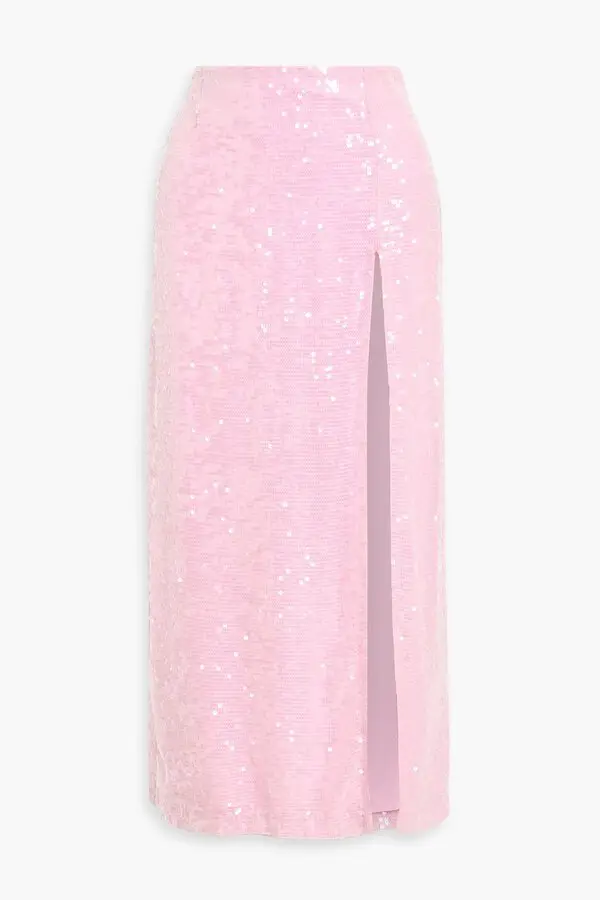 Lapointe Sequined Chiffon Midi Skirt
