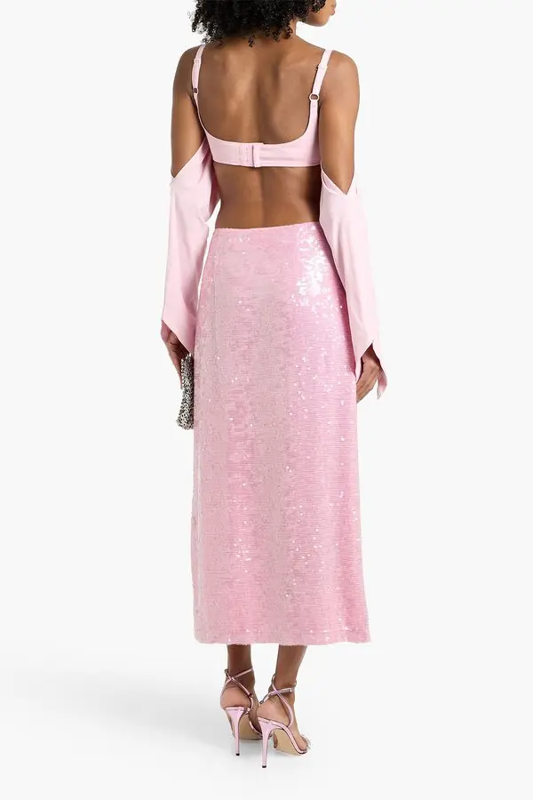 Lapointe Sequined Chiffon Midi Skirt