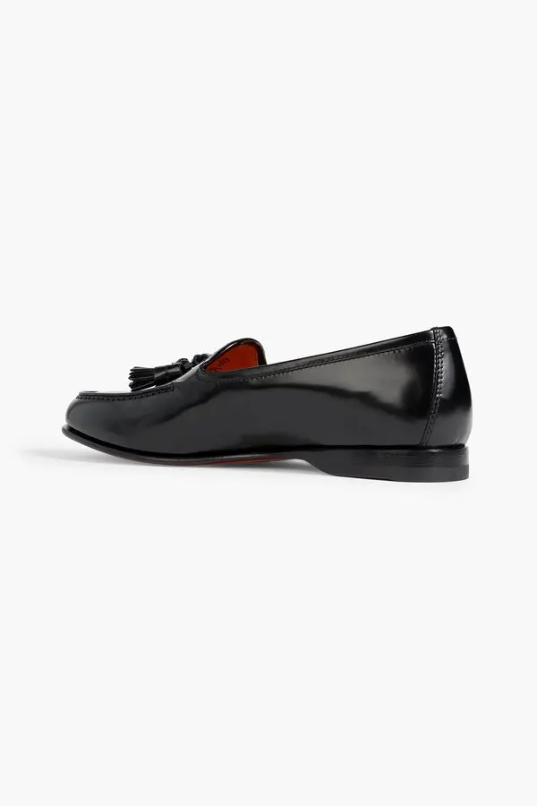 Santoni Andrea Tasseled Glossed-leather Loafers