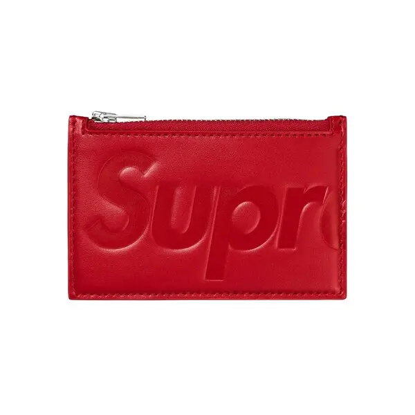 Supreme Leather Zip Card Holder - Red