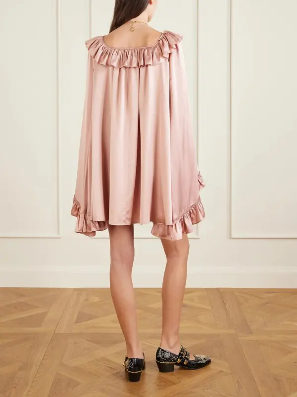 Chloé Ruffled Silk-satin Mini Dress - Pink