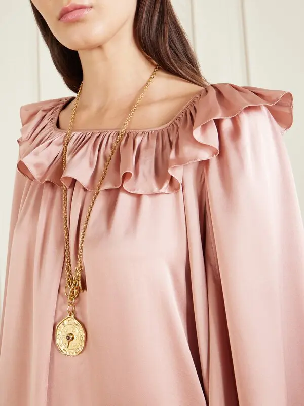 Chloé Ruffled Silk-satin Mini Dress - Pink