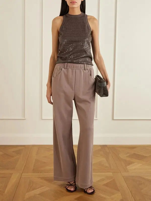 Brunello Cucinelli Cotton Wide-leg Pants - Brown