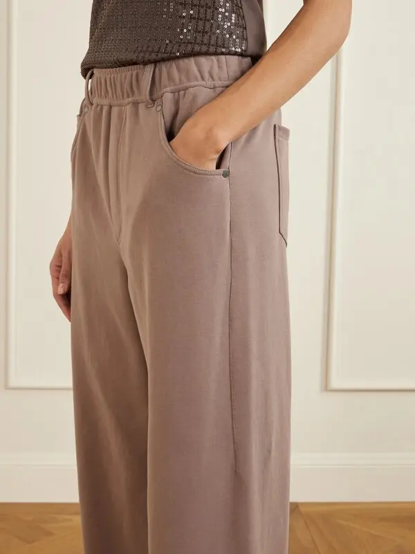 Brunello Cucinelli Cotton Wide-leg Pants - Brown