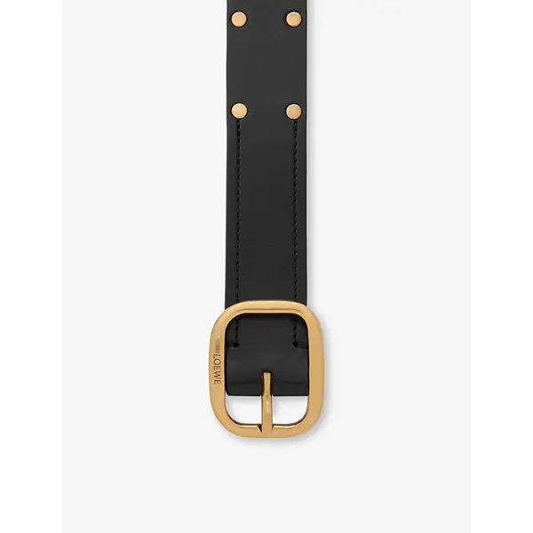 Loewe Rounded-buckle Stud-embellished Leather Belt