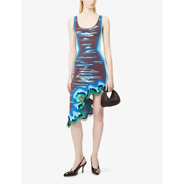 Ph5 Sequinned Wavy-hem Stretch-knit Midi Dress