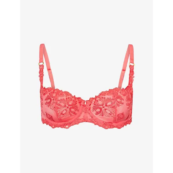 Chantelle Champs Elysees Balconette Mesh Bra - Sweet Velvet Red