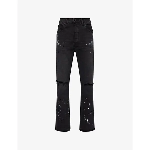 PURPLE BRAND Paint Splatter Knee-slit Denim Jeans