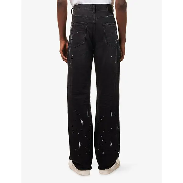 PURPLE BRAND Paint Splatter Knee-slit Denim Jeans