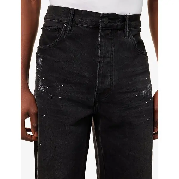 PURPLE BRAND Paint Splatter Knee-slit Denim Jeans