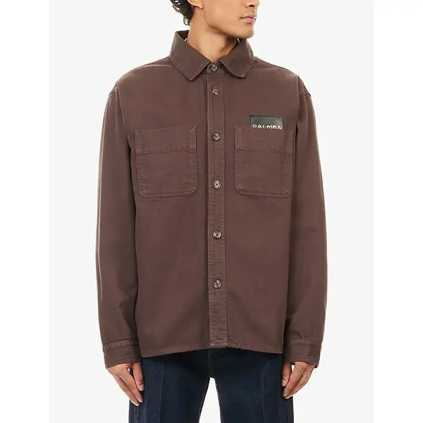 PALMES Coarse Brand-patch Denim Overshirt