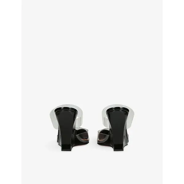 Alaïa Le Coeur 90 Patent-leather And Pvc Wedge Mules - Black