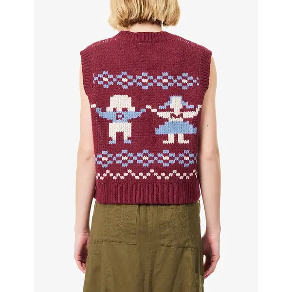 DAMSON MADDER Wool Knit Vest - Burg