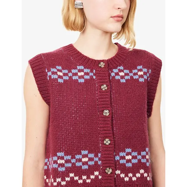 DAMSON MADDER Wool Knit Vest - Burg