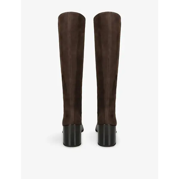 Alaïa Square-toe 55 Leather And Suede Heeled Knee-high Boots - Wine