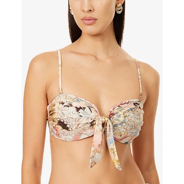 Zimmermann Floral-print Bandeau Bikini Top - Patch Multi