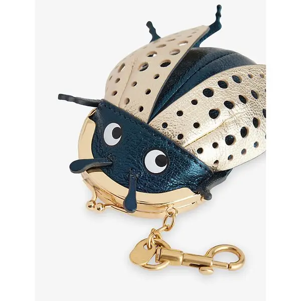 ANYA HINDMARCH Bug Metallic Leather Coin Purse Charm