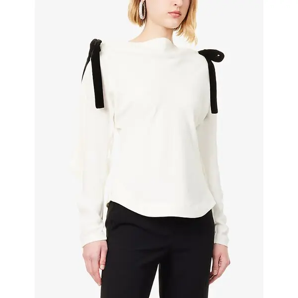 Simkhai Marlee Bow-embellished Woven Top