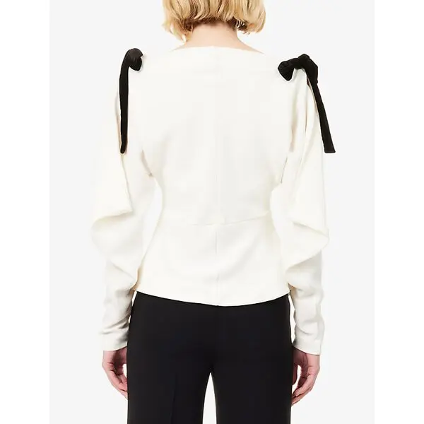 Simkhai Marlee Bow-embellished Woven Top