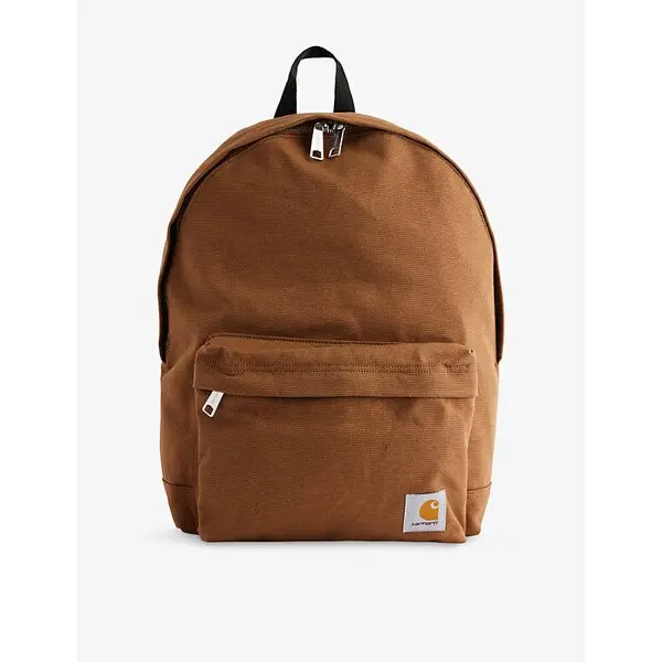 Carhartt Work In Progress Logo-patch Zip-pocket Cotton Backpack - Hamilton Brown