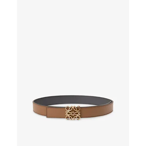 Loewe Anagram Bombé Reversible Leather Belt - Mocha/slate