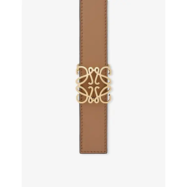 Loewe Anagram Bombé Reversible Leather Belt - Mocha/slate