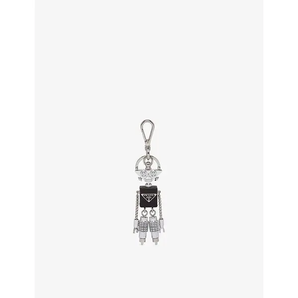 Prada Robot Saffiano Leather Keychain Charm - Gold/silver