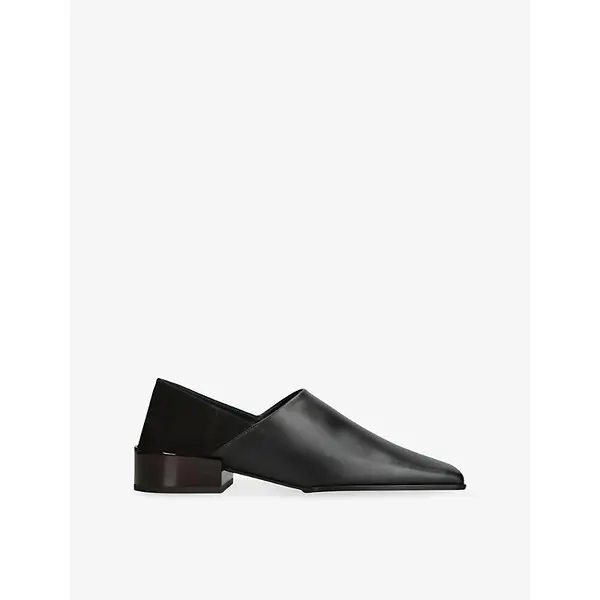 Alaïa Square-toe Leather And Suede Flats