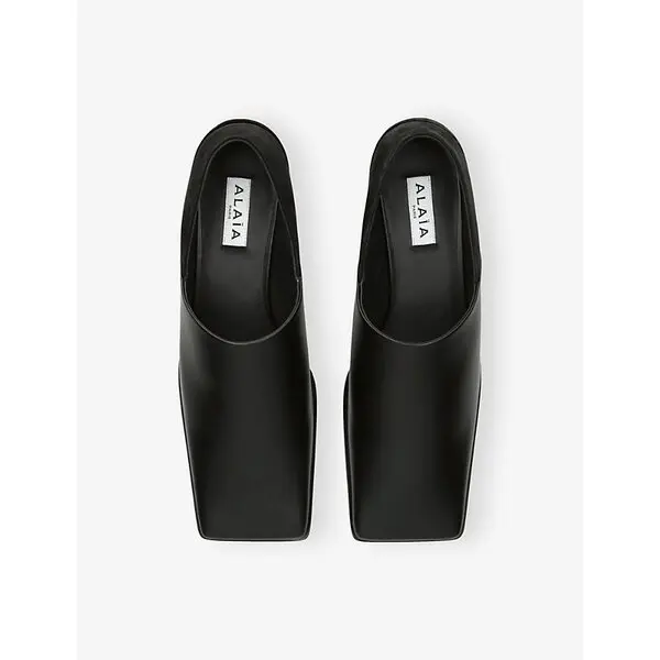Alaïa Square-toe Leather And Suede Flats
