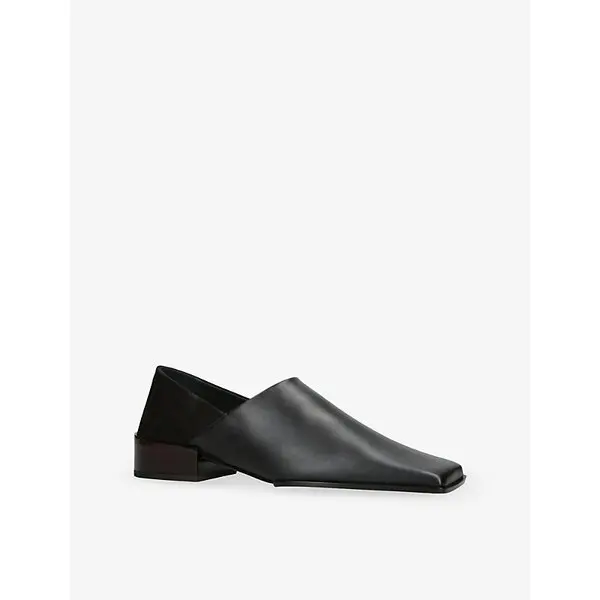Alaïa Square-toe Leather And Suede Flats