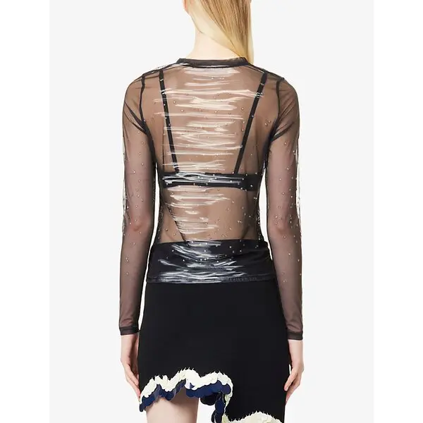 Ph5 Embellished Mesh Woven Top - Black