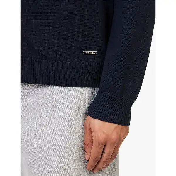 BELIER Cotton Knitted Collarless Cardigan