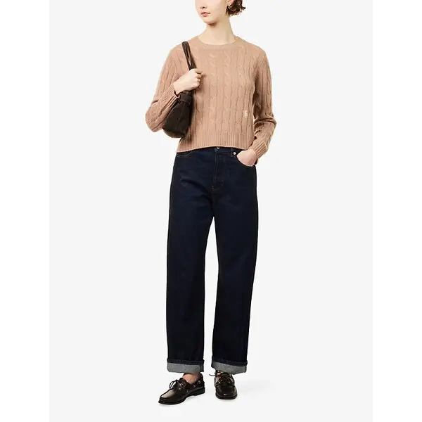 SPORTY & RICH Cable-knit Cashmere-and-wool Jumper - Camel