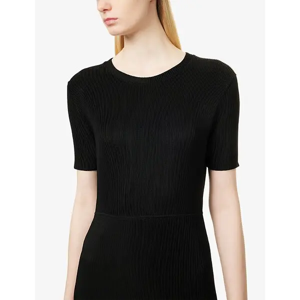 theory ribbed midi dress Theory Panelled-rib Stretch-woven Midi Dress - Black
