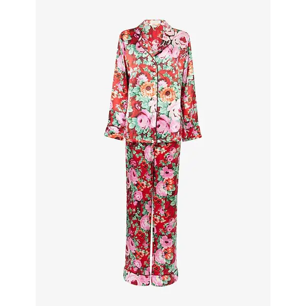 Olivia Von Halle Lila Floral-print Silk Pyjama Set - Moulin