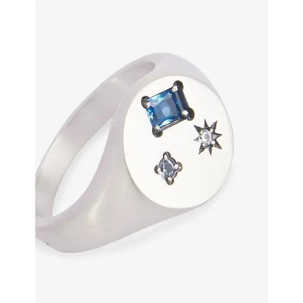 SERGE DENIMES Sky Crystal-embellished Sterling Ring
