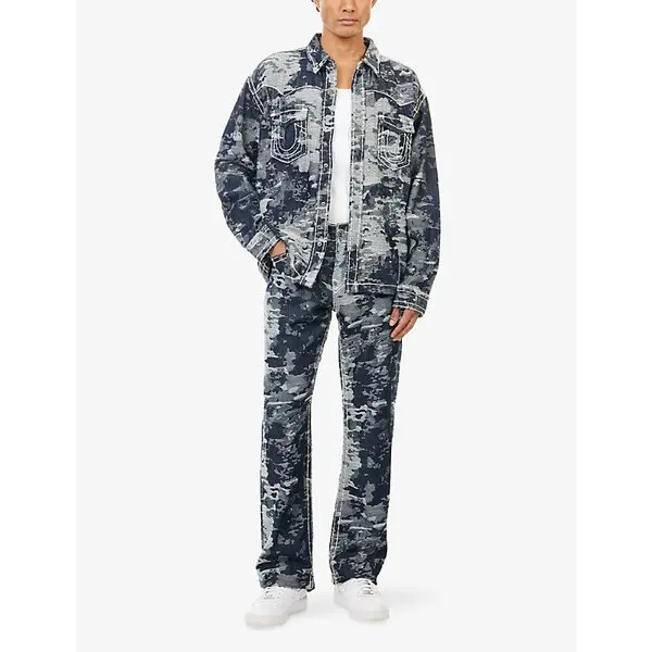 True Religion Jacquard Billy Flap Bootcut Denim Jeans - Rinse