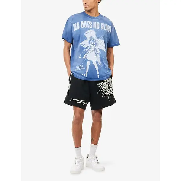 HELLSTAR Flame Yang Drawstring Cotton-jersey Shorts