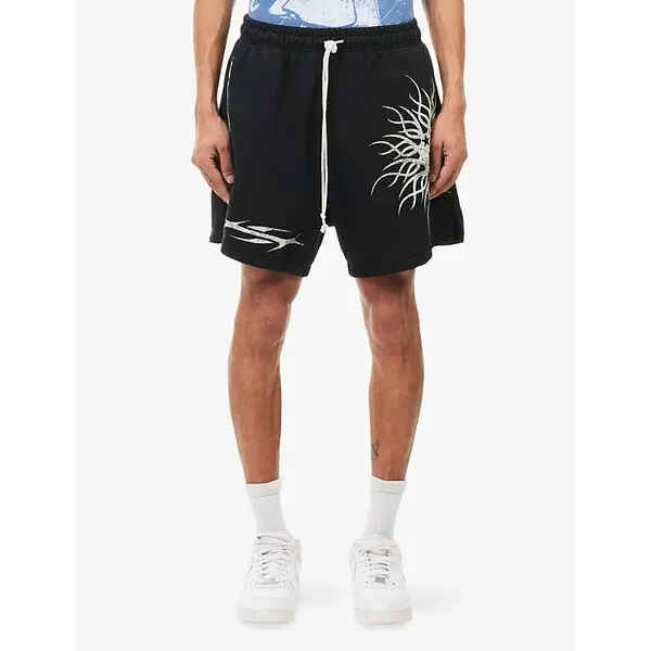 HELLSTAR Flame Yang Drawstring Cotton-jersey Shorts
