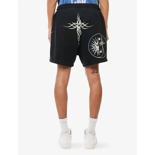 HELLSTAR Flame Yang Drawstring Cotton-jersey Shorts