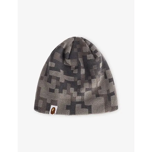 A BATHING APE X Kazuki Camo Knitted Beanie - Charcoal