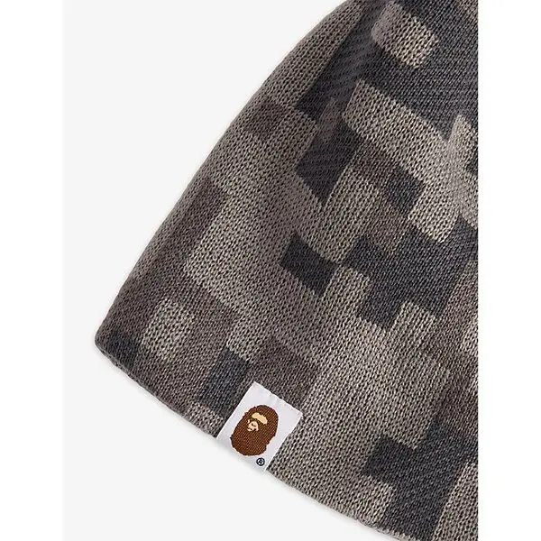 A BATHING APE X Kazuki Camo Knitted Beanie - Charcoal