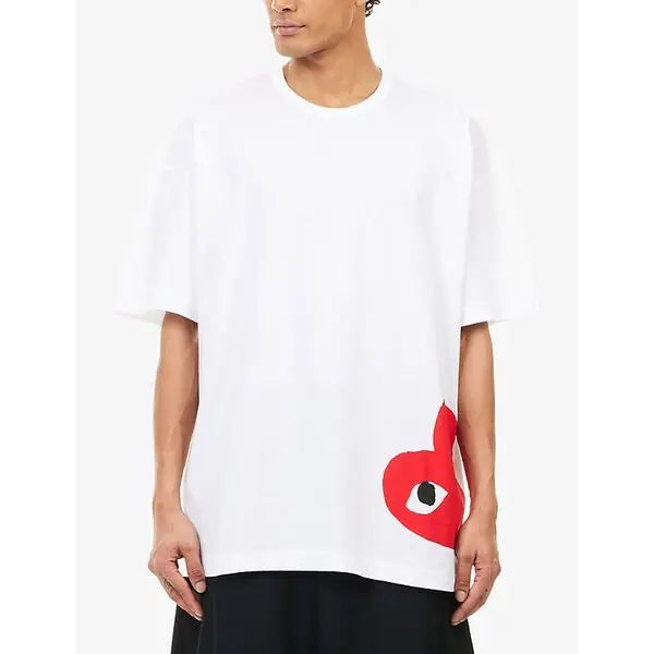 Play Comme Des Garcon Heart-print Oversized Cotton-jersey T-shirt