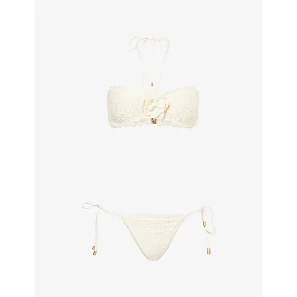 Zimmermann Awaken Crochet Flower Bikini - Cream
