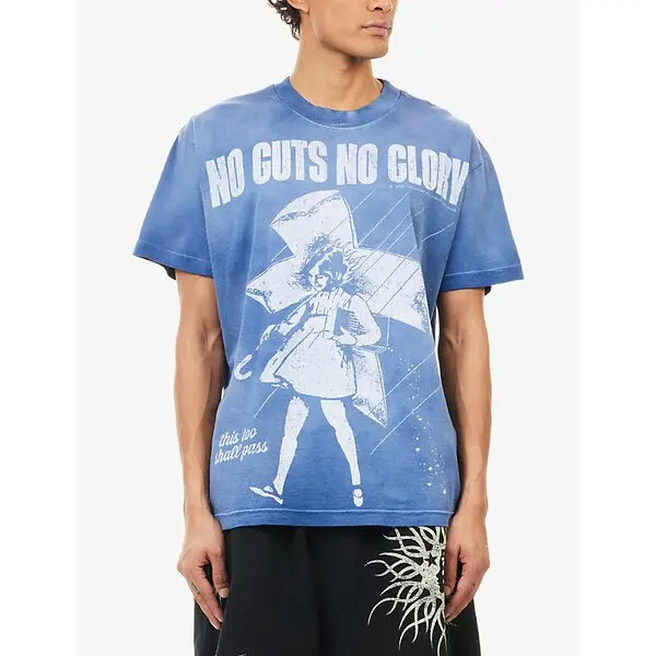 HELLSTAR Carty Graphic-print Cotton-jersey T-shirt - Blue